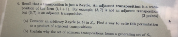 Solved 4. Recall that a transposition is just a 2-cycle. An | Chegg.com