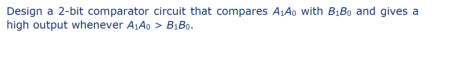 Solved Design a 2-bit comparator circuit that compares A1A0 | Chegg.com