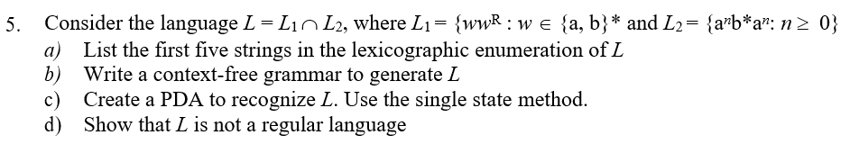 Solved List the first five strings in the lexicographic | Chegg.com