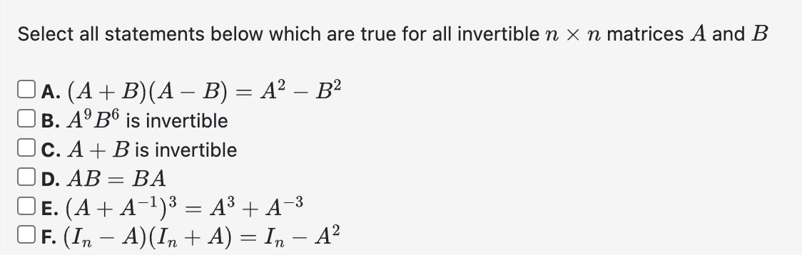 Solved Select all statements below which are true for all | Chegg.com