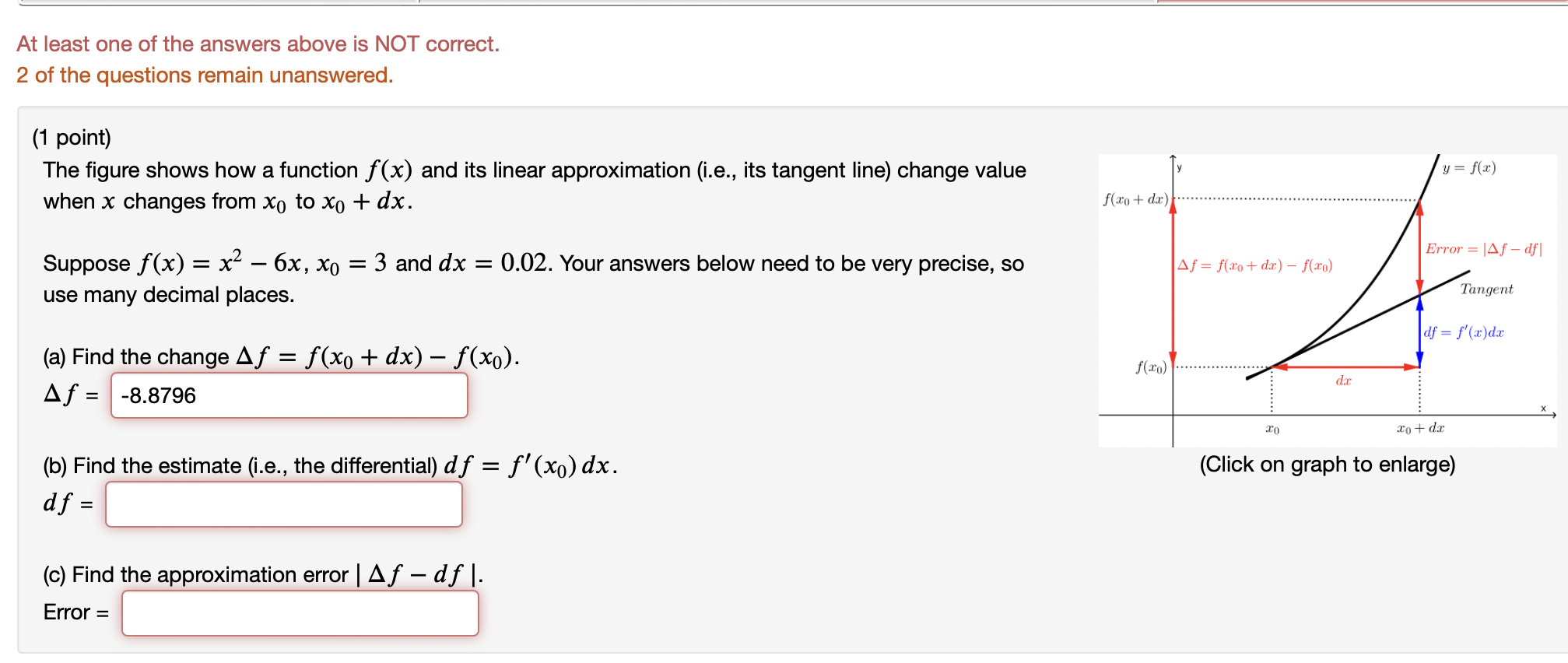 Solved At least one of the answers above is NOT correct.2 | Chegg.com