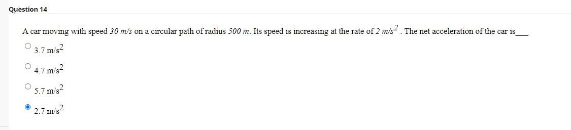 Solved A Car Moving With Speed 30 M S On A Circular Path Of