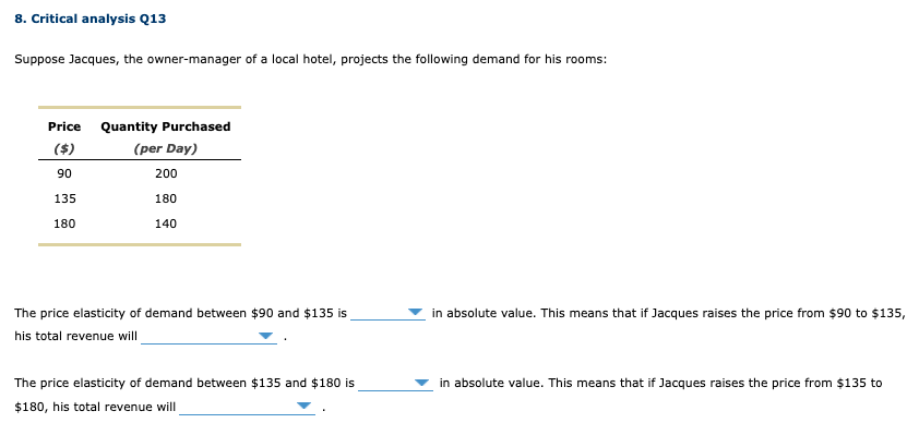 Solved 8. Critical analysis Q13 Suppose Jacques, the | Chegg.com