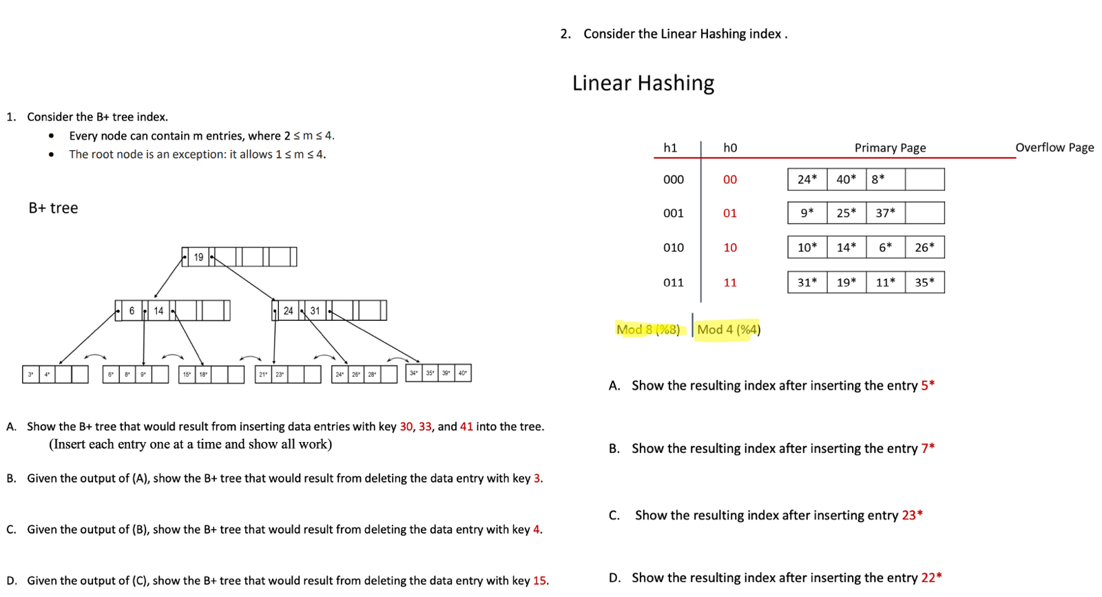 Solved 2. ﻿Consider the Linear Hashing index .Linear | Chegg.com