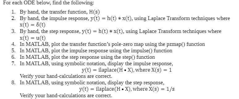 Solved For each ODE below, find the following: 1. By hand, | Chegg.com