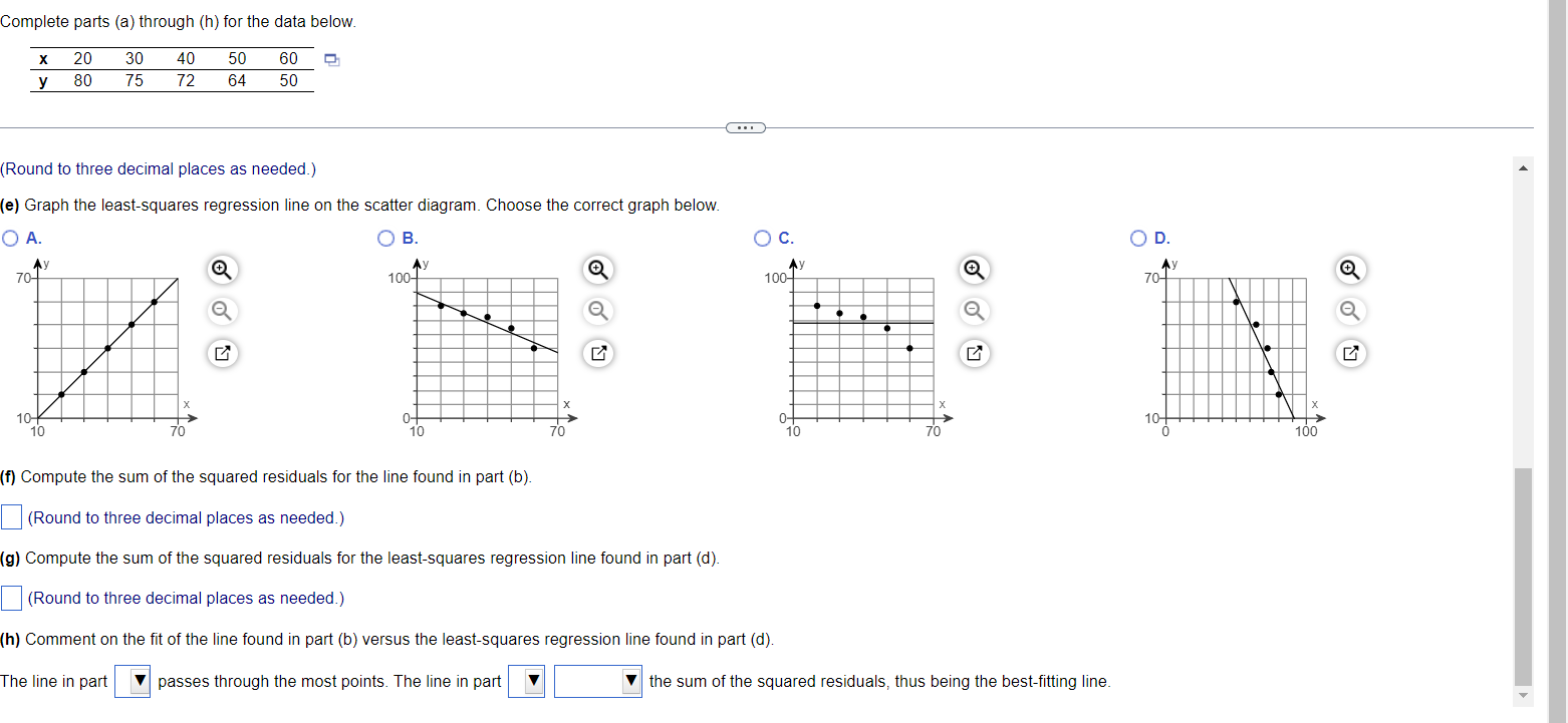 Solved Complete parts (a) through ( h ) for the data below. | Chegg.com
