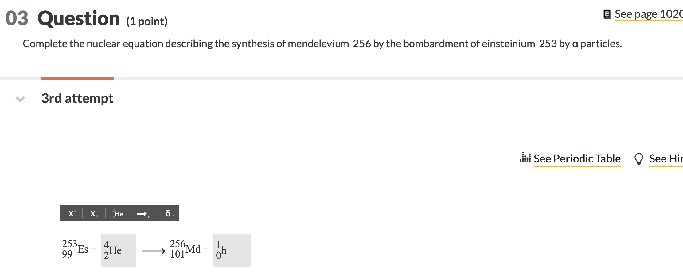 Solved 03 Question (1 point) @ See page 1020 Complete the | Chegg.com
