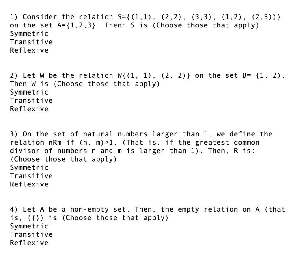 Solved 1) Consider the relation | Chegg.com