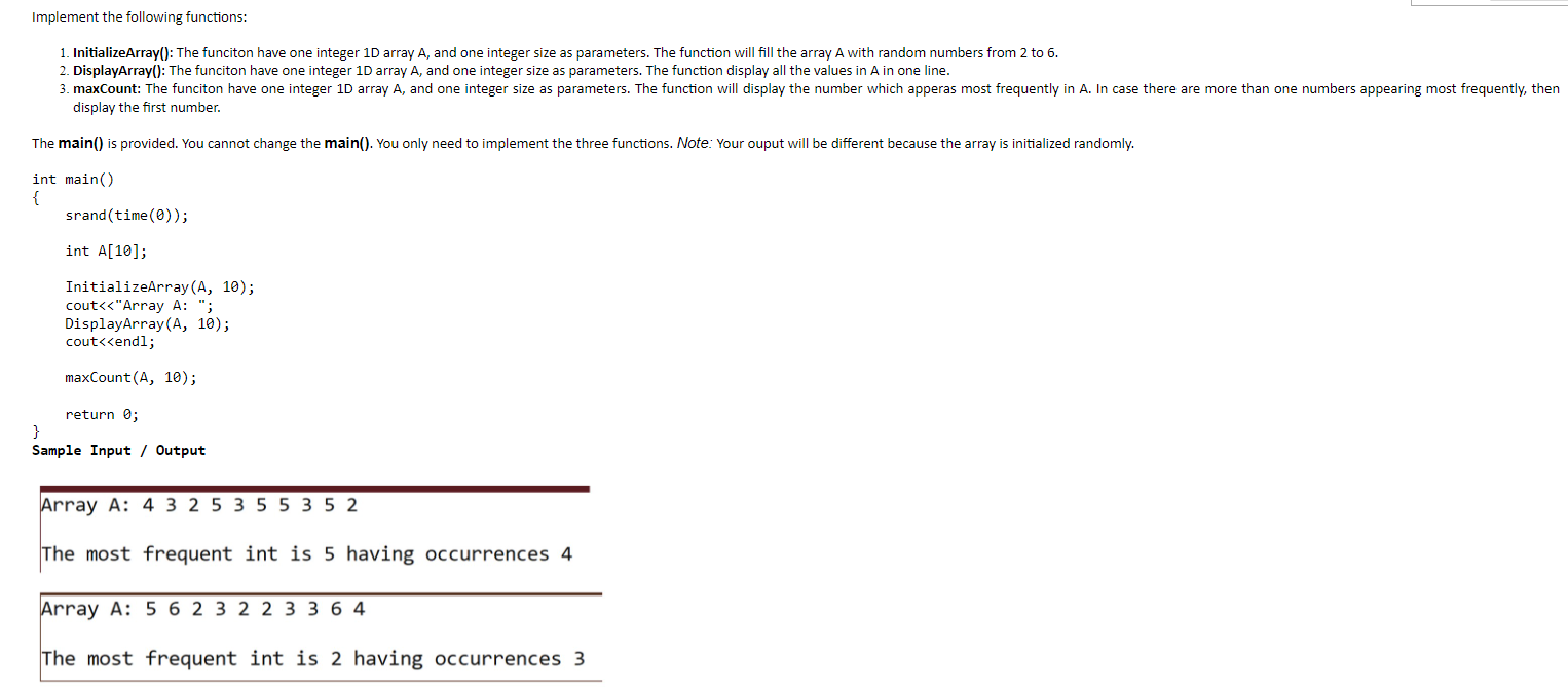Solved Implement the following functions: 1. | Chegg.com