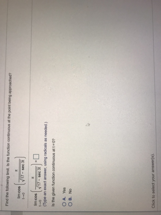 Solved Find the following limit. Is the function continuous | Chegg.com