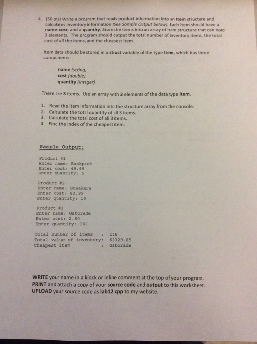 Solved Write a program that reads product Information into | Chegg.com