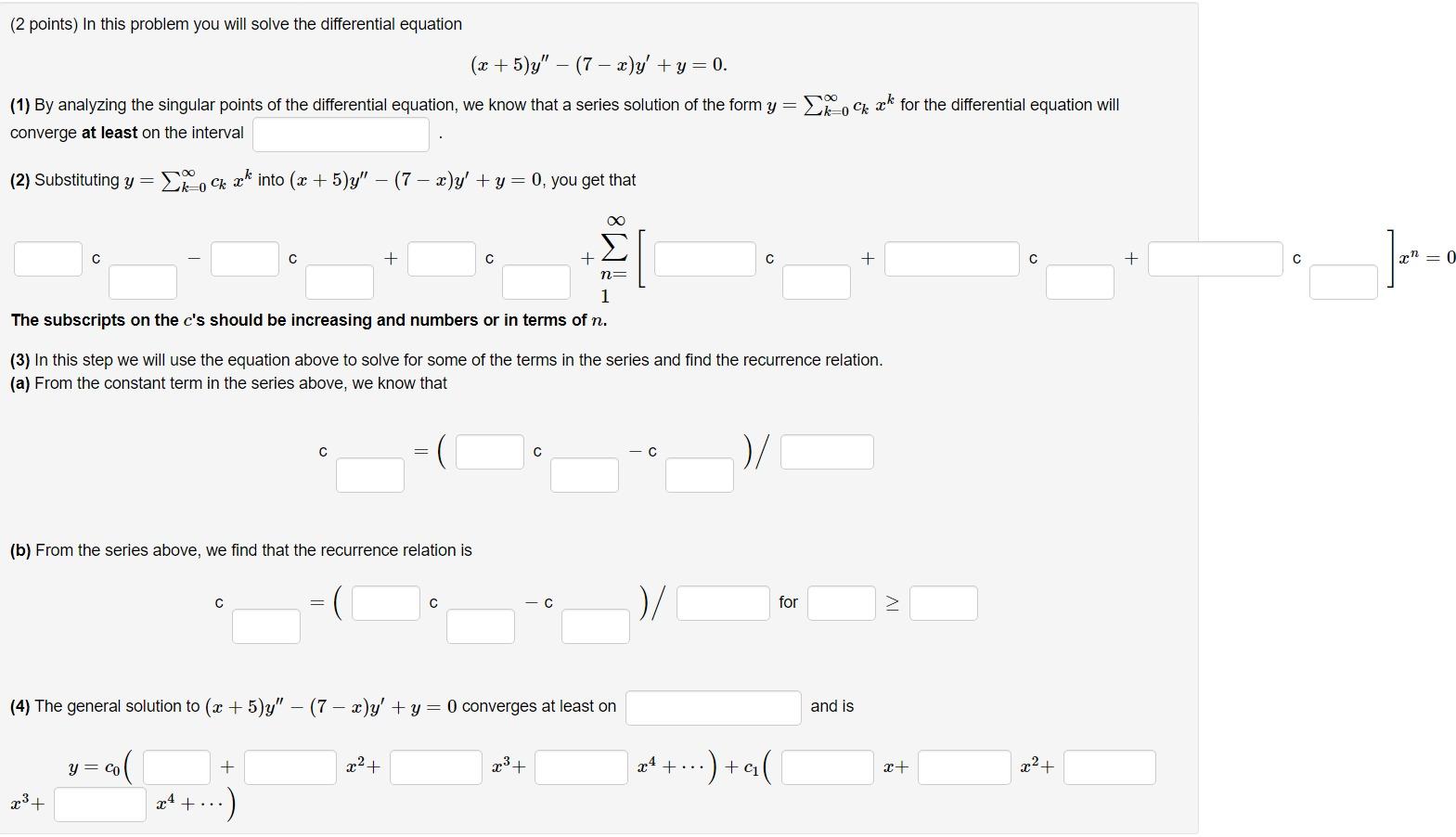 Solved (2 points) In this problem you will solve the | Chegg.com