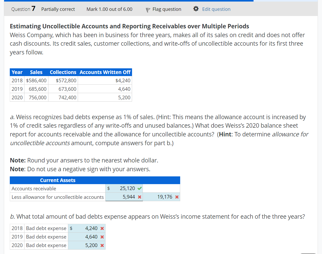 Solved Estimating Uncollectible Accounts and Reporting | Chegg.com