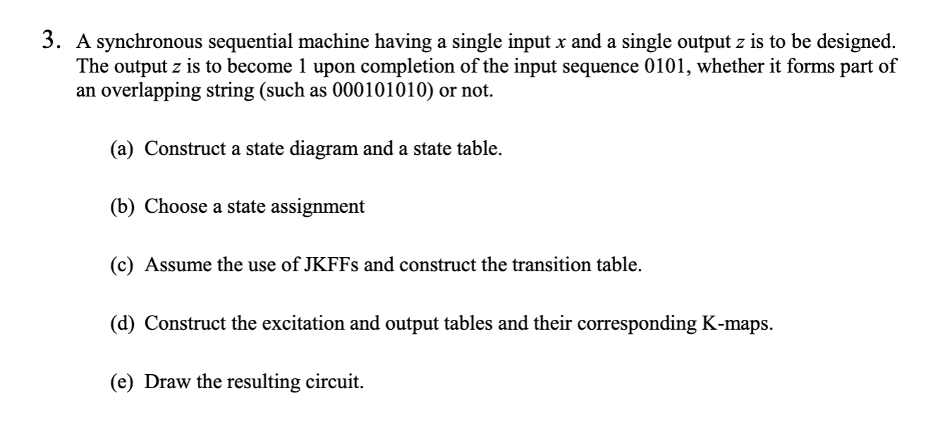 Solved 3. A synchronous sequential machine having a single | Chegg.com