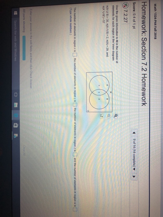 Solved Math 1324-P44 Fall 2018 Homework: Section 7.2 | Chegg.com