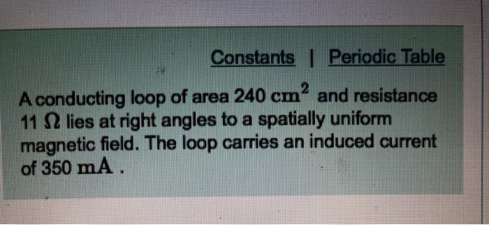 Solved Constants | Periodic Table A conducting loop of area | Chegg.com