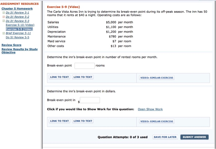 Solved ASSIGNMENT RESOURCES Exercise 5-9 (Video) The Carla | Chegg.com