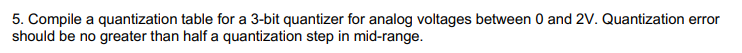 Solved 5. Compile a quantization table for a 3-bit quantizer | Chegg.com