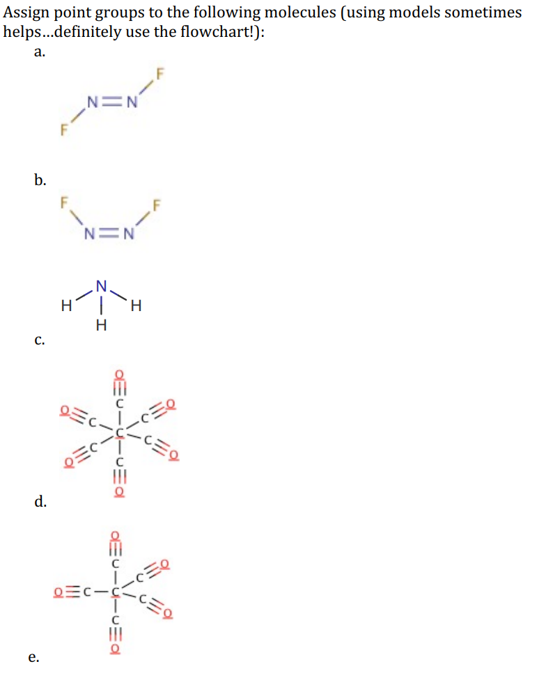 Solved Assign Point Groups To The Following Molecules Using 