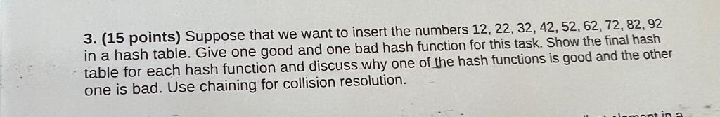 Solved 3. (15 points) Suppose that we want to insert the | Chegg.com