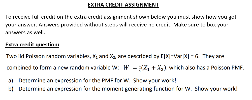 Solved EXTRA CREDIT ASSIGNMENT To receive full credit on the | Chegg.com
