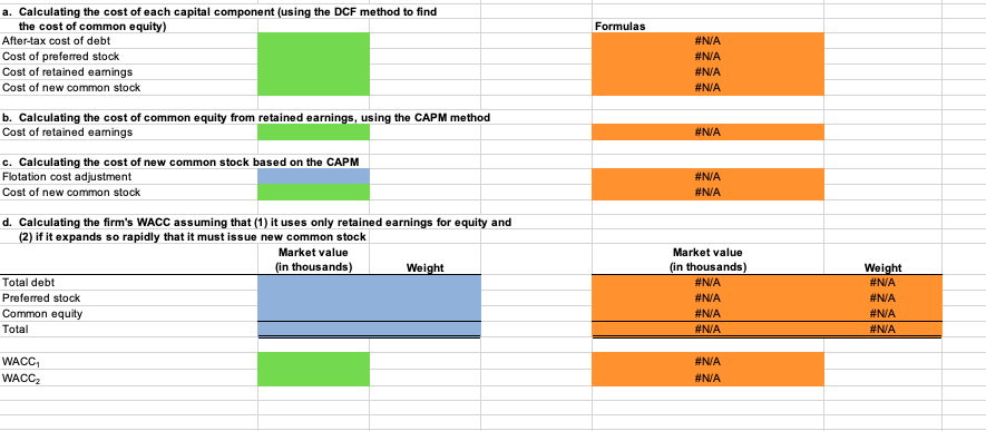Solved Excel Activity: Calculating the WACC Here is the | Chegg.com