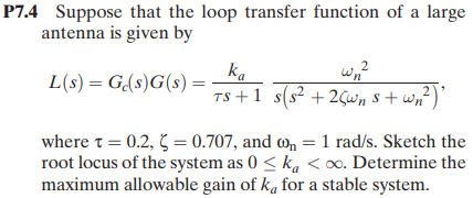 Solved 2 P7.4 Suppose that the loop transfer function of a | Chegg.com
