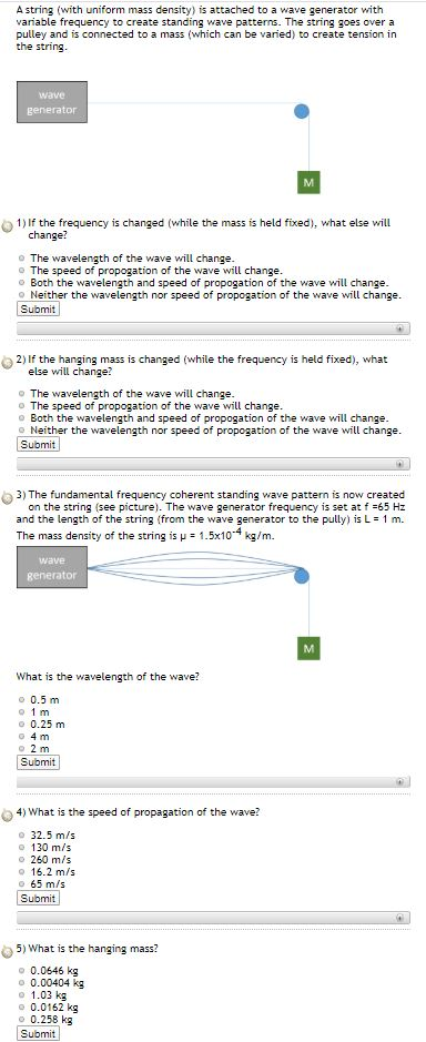 Solved A string (with uniform mass density) is attached to a | Chegg.com
