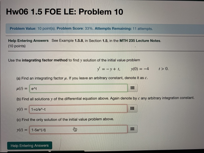 Solved Hw06 1.5 FOE LE: Problem 10 Problem Value: 10 | Chegg.com