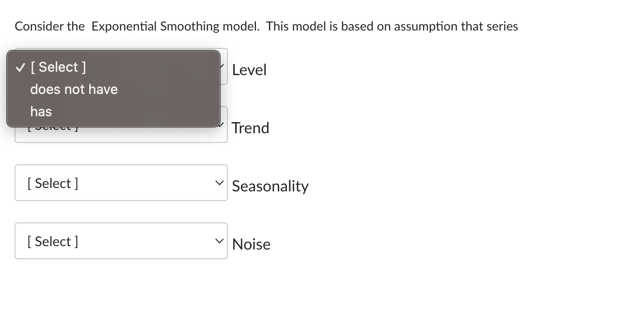 Solved Consider the Exponential Smoothing model. This model | Chegg.com