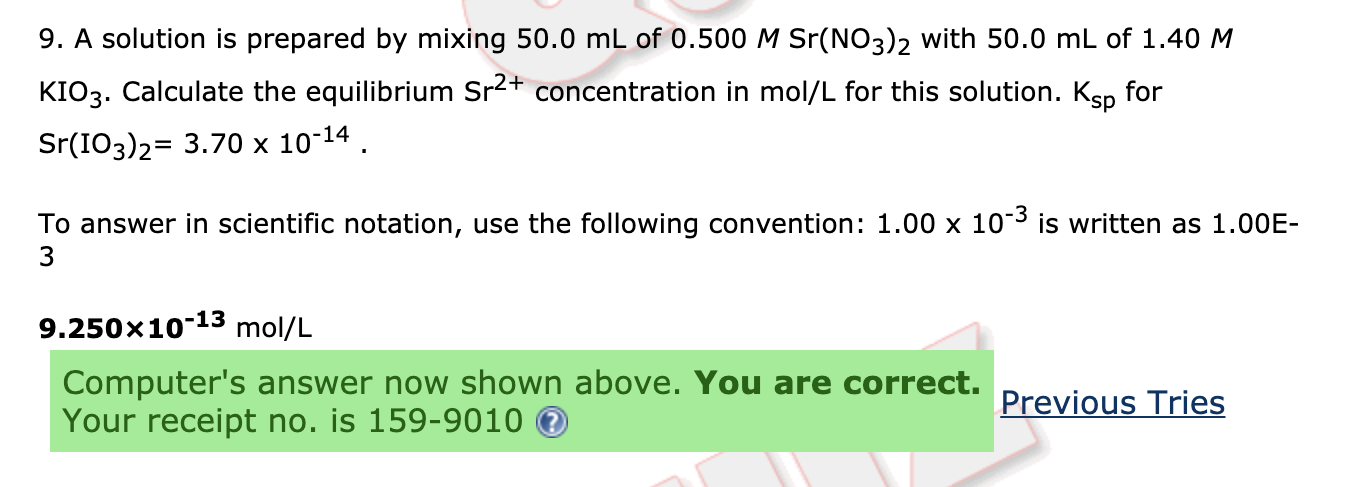 Solved 9. A solution is prepared by mixing 50.0 mL of 0.500 | Chegg.com