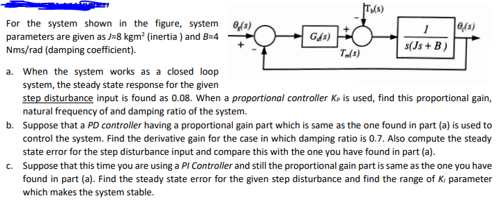 Solved To(s) For the system shown in the figure, system | Chegg.com