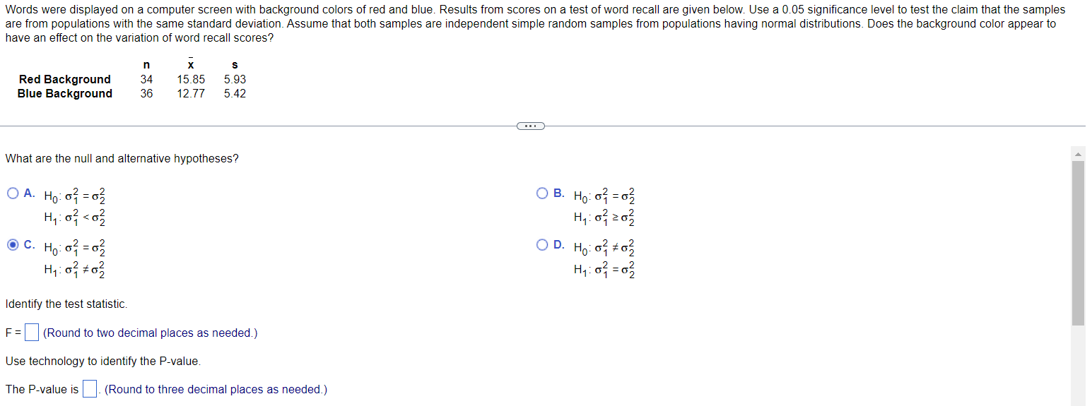Solved have an effect on the variation of word recall | Chegg.com