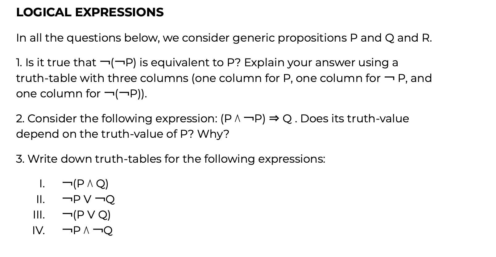 Solved LOGICAL EXPRESSIONSIn all the questions below, we | Chegg.com