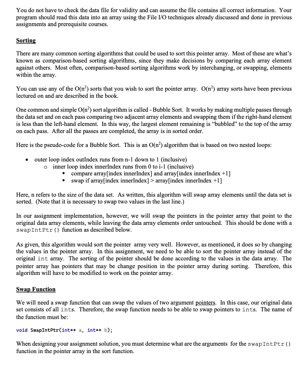 Solved We are given an array of data that we need to be able | Chegg.com