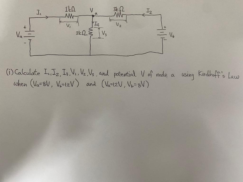 Solved (i) Calculate I1,I2,I3,V2,V2,V3, and potential V of | Chegg.com