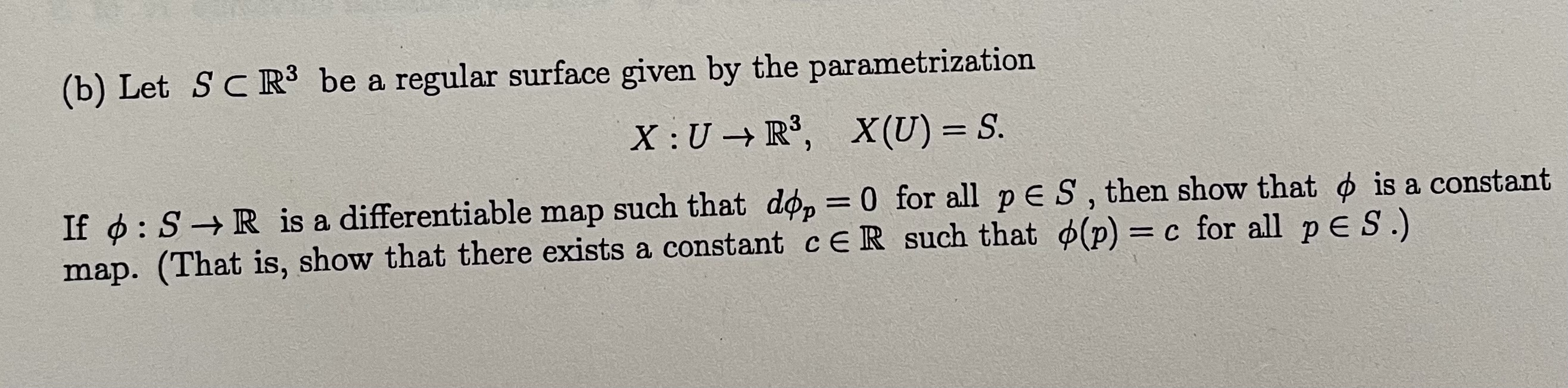 Solved (b) Let S⊂R3 be a regular surface given by the | Chegg.com