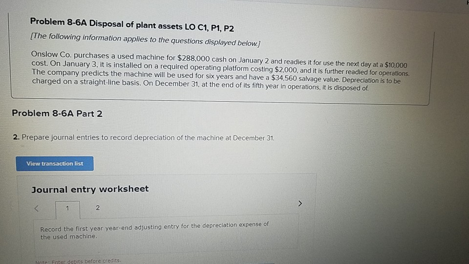 Solved Problem 8-6A Disposal of plant assets LO C1, P1, P2 | Chegg.com