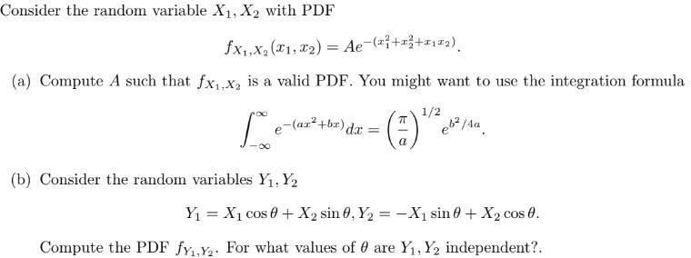 Solved Consider the random variable X1,X2 with PDF | Chegg.com