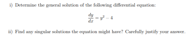 Solved i) Determine the general solution of the following | Chegg.com