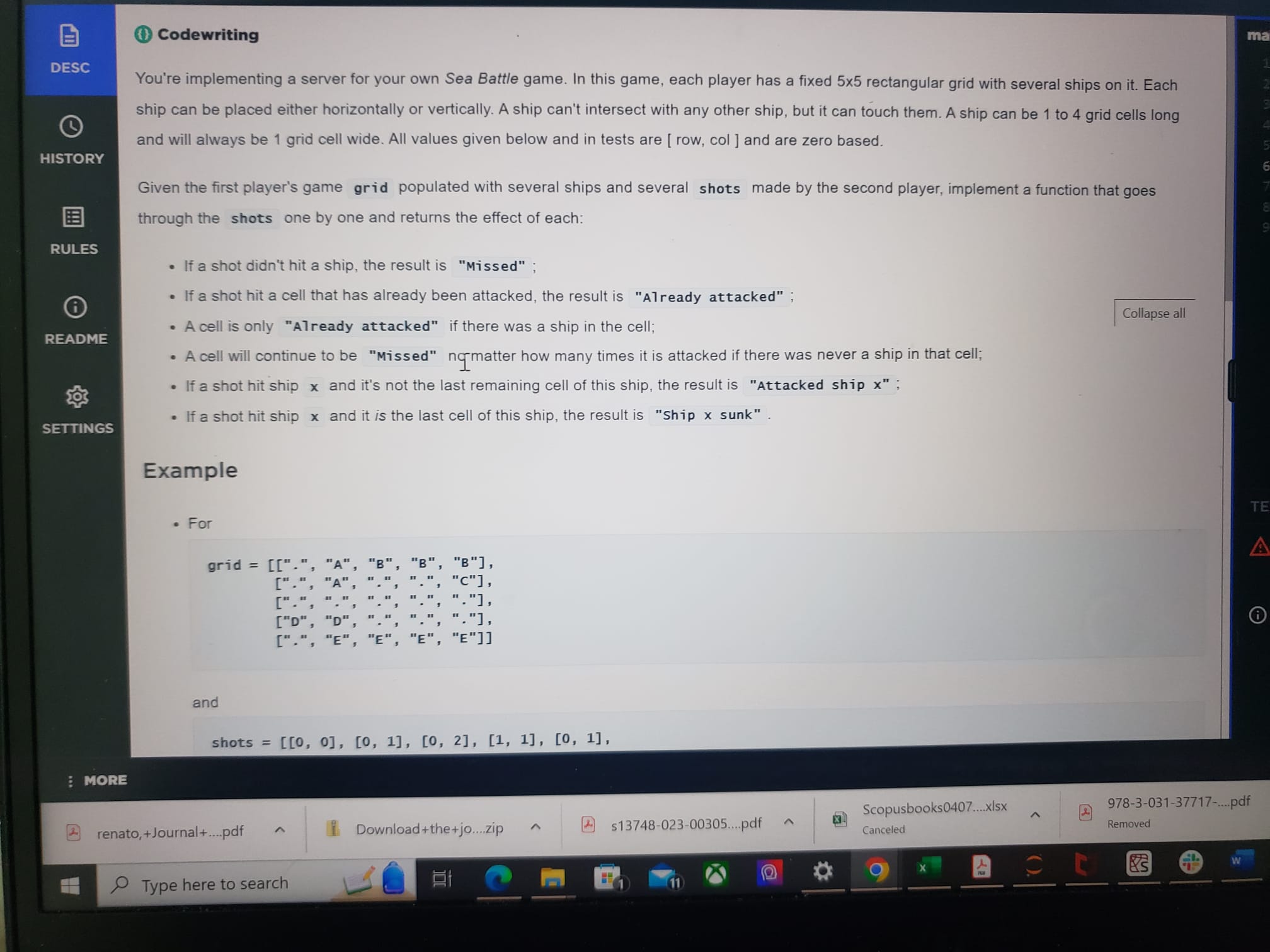 Solved You're implementing a server for your own Sea Battle | Chegg.com
