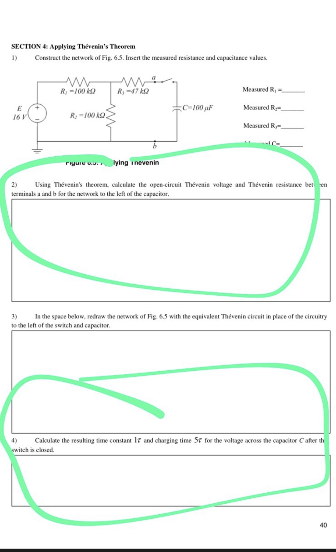 Solved SECTION 4: Applying Thévenin's Theorem 1) Construct | Chegg.com