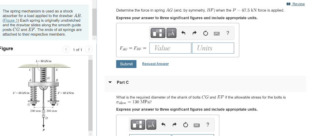 Solved The spring mechanism is used as a shock absorber for | Chegg.com