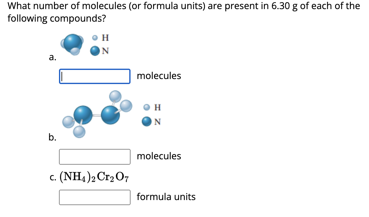 Solved What number of molecules (or formula units) ﻿are | Chegg.com