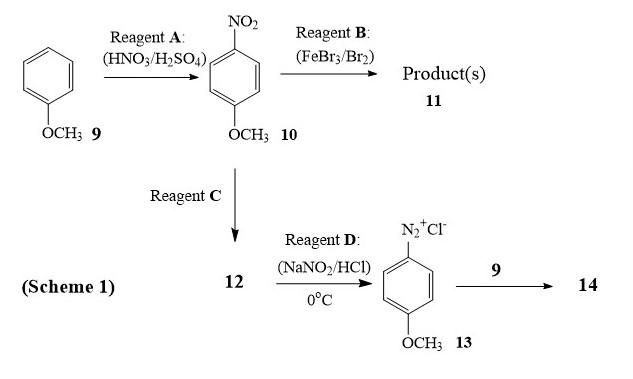 Solved Methoxybenzene (9) reacts with reagent A to give | Chegg.com