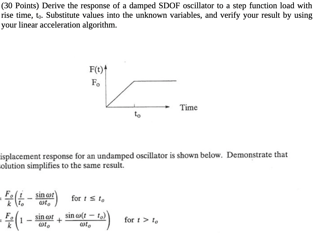 (30 Points) Derive the response of a damped SDOF | Chegg.com