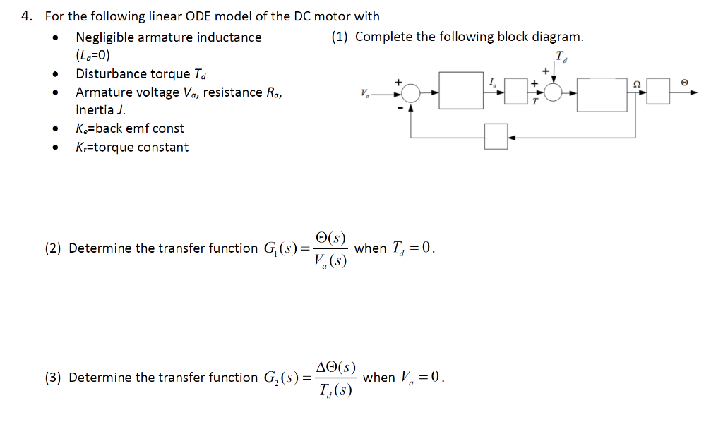 Solved T 4. For the following linear ODE model of the DC | Chegg.com