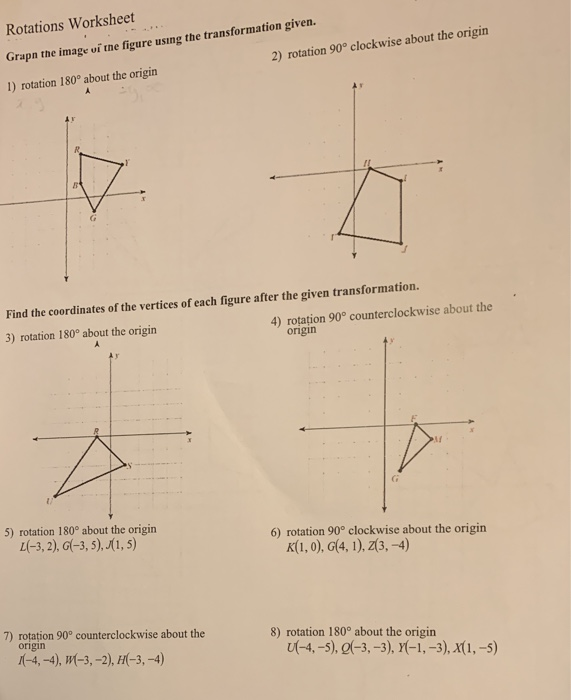 Solved For numbers 1-2 graph the image of the figure using | Chegg.com