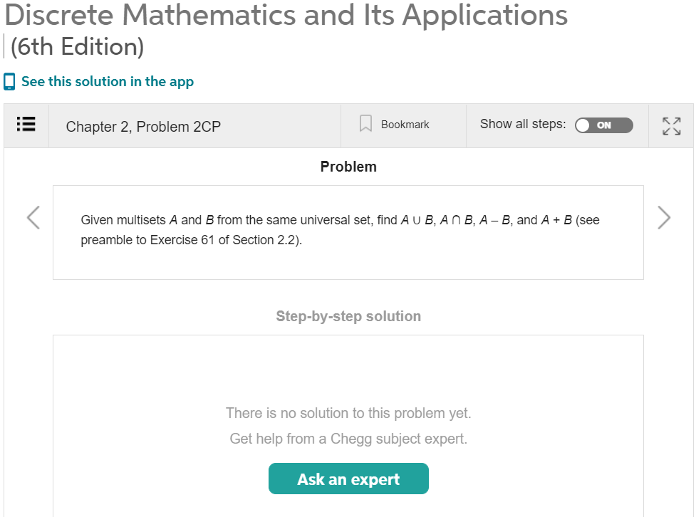 Solved Discrete Mathematics and its Applications |(6th | Chegg.com