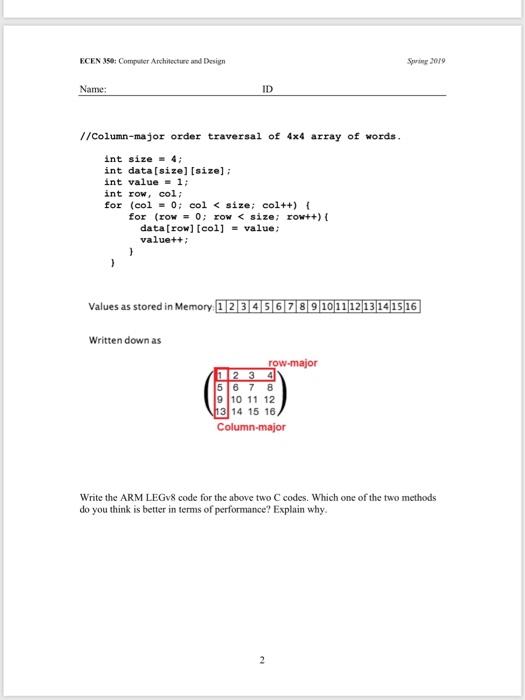 ECEN 350: Computer Architecture and Design Spring 207 | Chegg.com